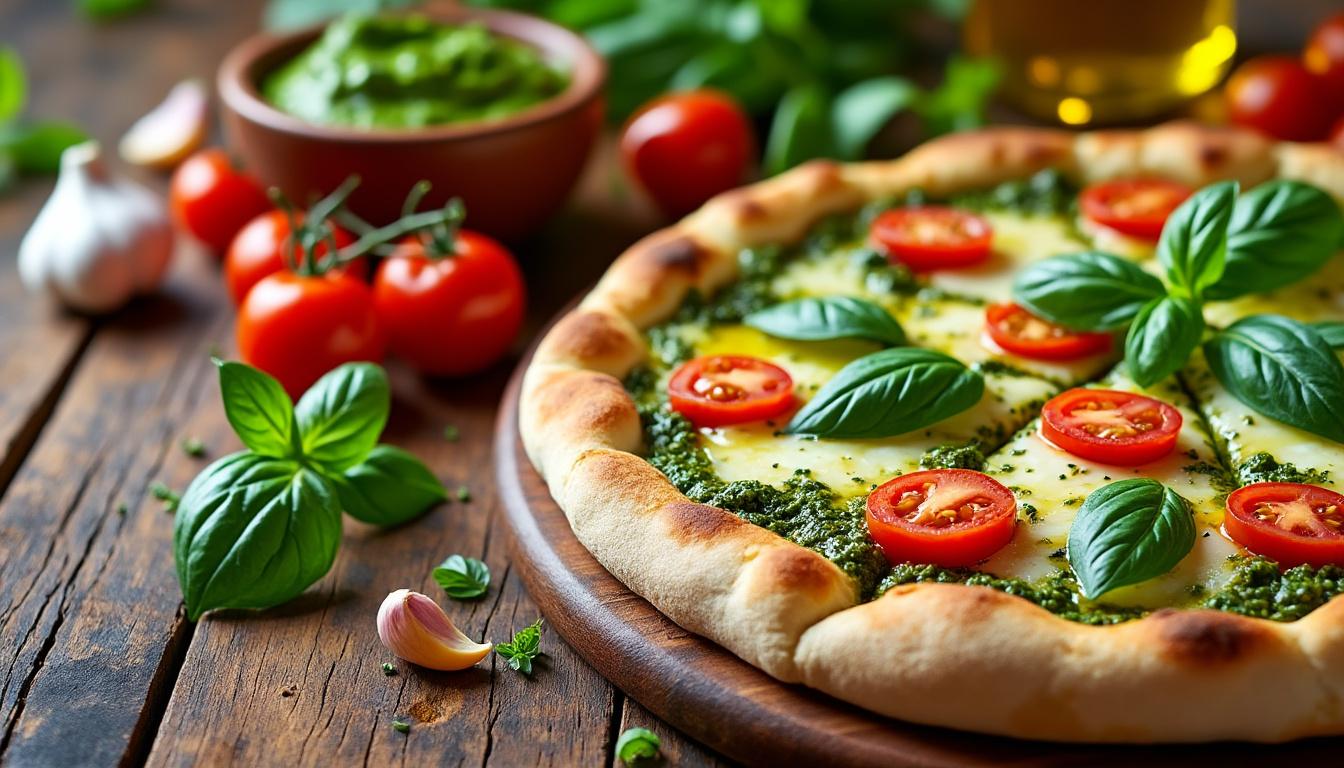 Pizza au pesto recette facile et rapide à faire chez soi - LesPetitsGâteaux
